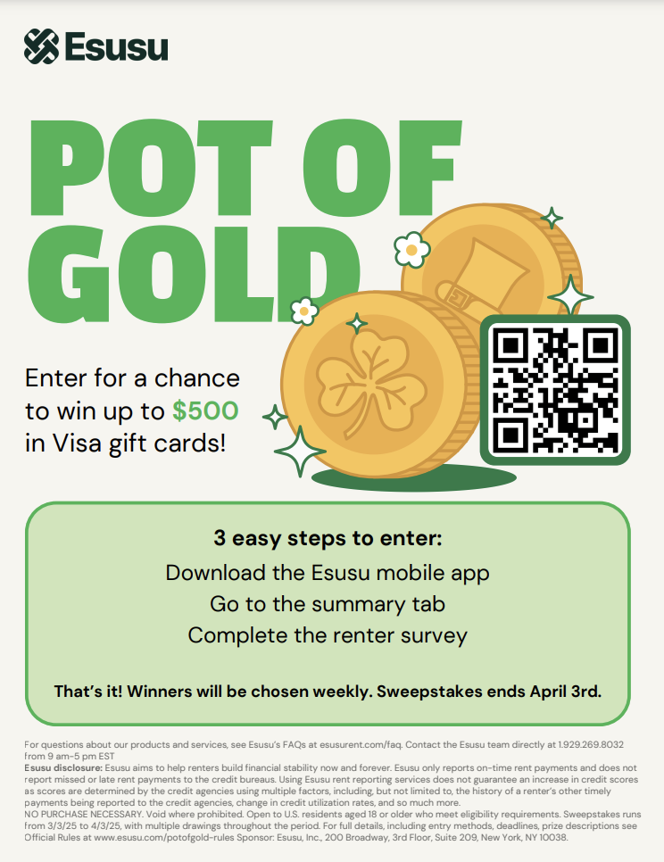 Pot of Gold Resident Sweepstakes – Esusu Voice